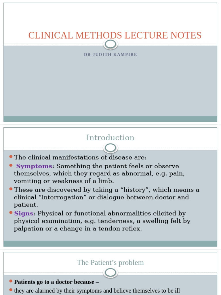 Clinical Methods Lecture Notes Overview | PDF | Physical Examination ...