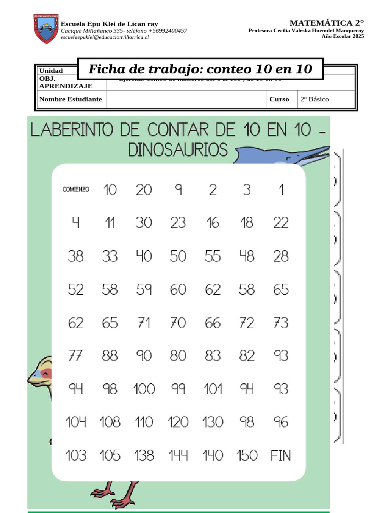 Ficha de Conteo para 2º Básico | PDF