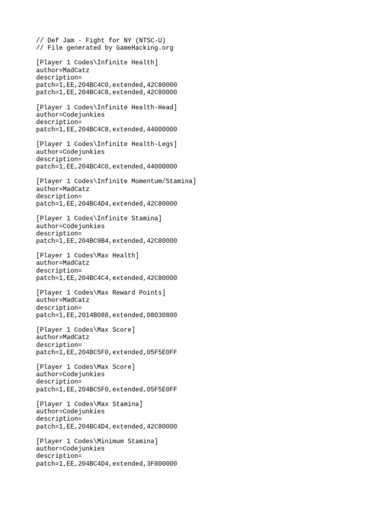Def Jam Fight for NY Cheat Codes | PDF