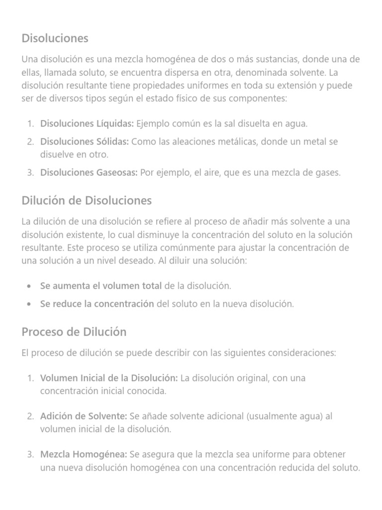 Disoluciones | PDF | Concentración | Mezcla