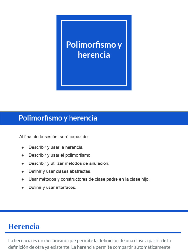 Herencia y Polimorfismo en Java | PDF | Herencia (Programación Orientada a Objetos) | Java ...