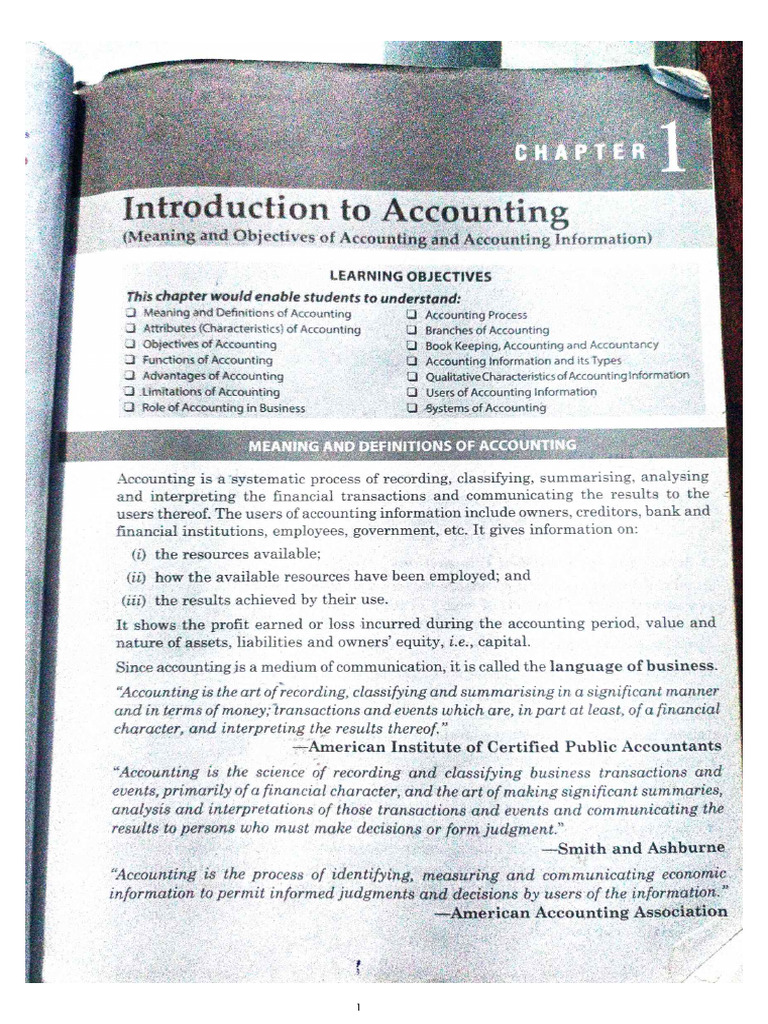 Accounts Chapter 1 and 2 | PDF