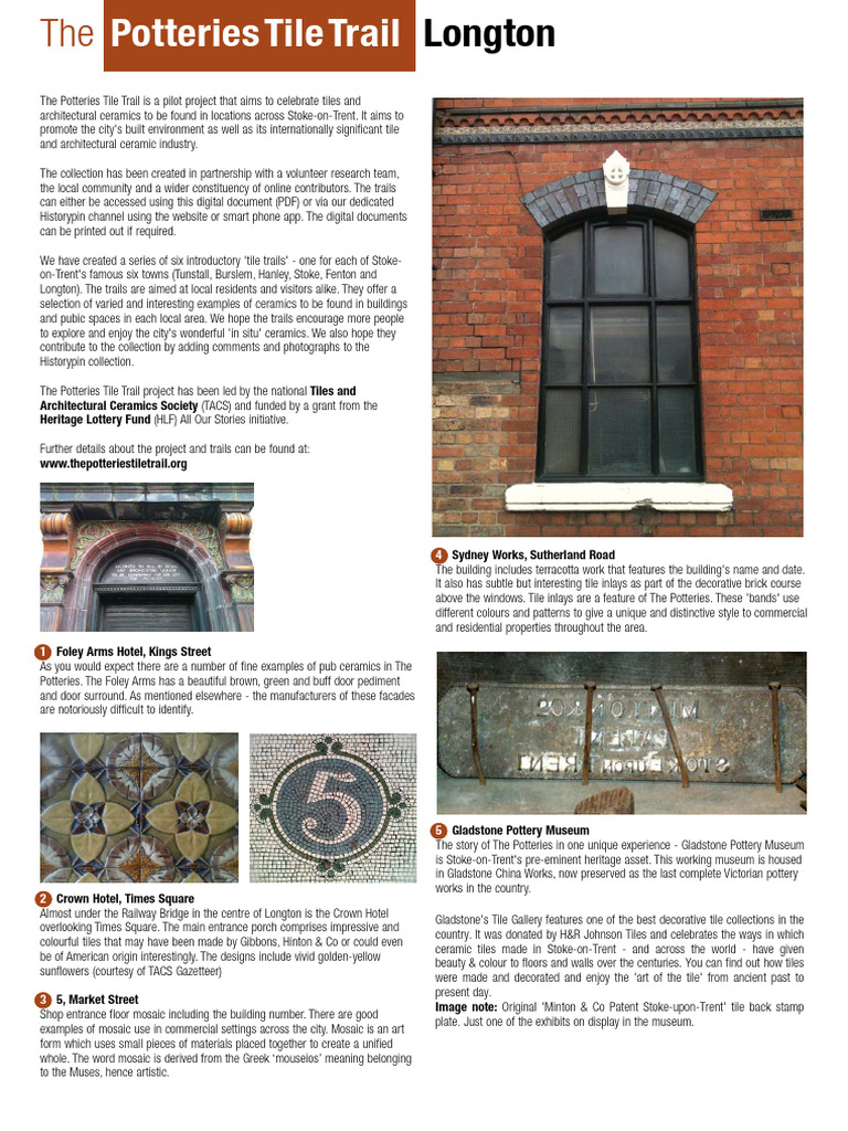 Explore Longton's Tile Trail Highlights | PDF | Stoke On Trent | Tile