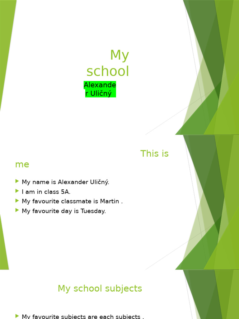 My School Experience: Alexander Uličný | PDF