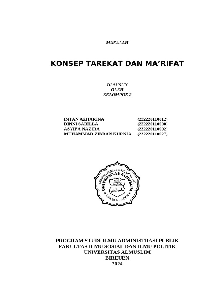 Makalah Konsep Tarekat Dan Ma'rifat | PDF