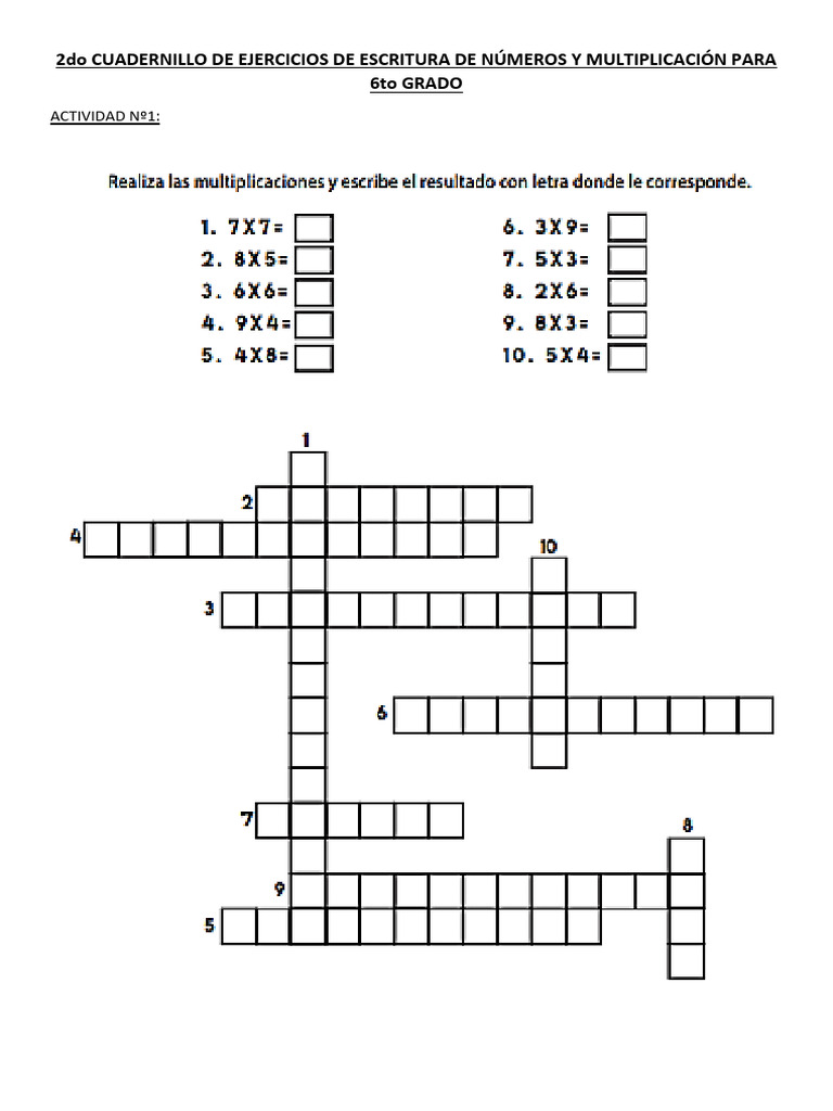 Ejercicios De Multiplicación 6to Grado Pdf