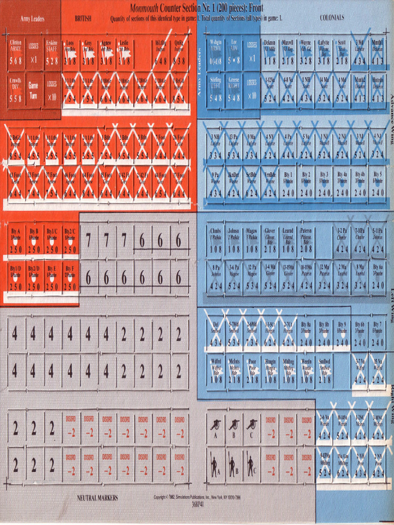SPI Maps and Counters For Battle of Monmouth (Rules Added Just in Case ...
