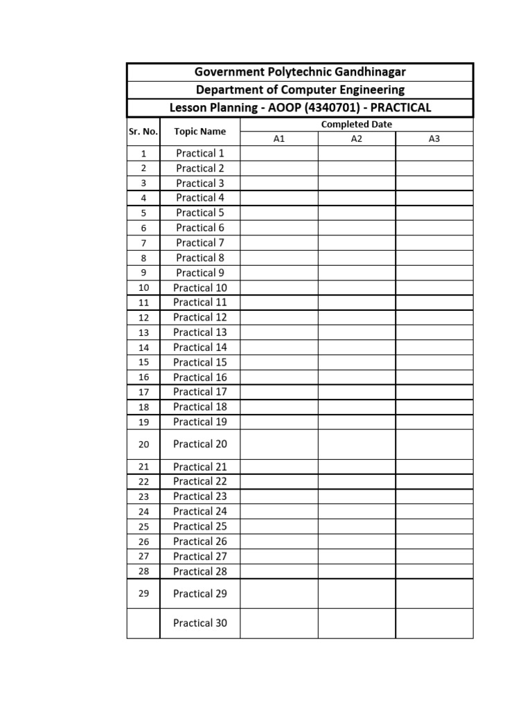 AOOP Division A Lab Dates | PDF