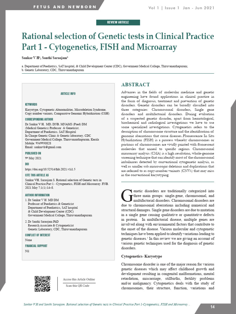 Genetic Testing Fetus and Newborn 2021 | PDF | Fluorescence In Situ ...
