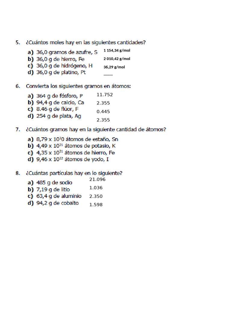 Quimica Mis Ejercicios S11 | PDF