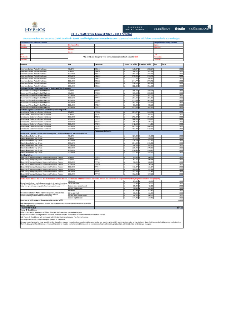 CHG Staff Order Form | PDF