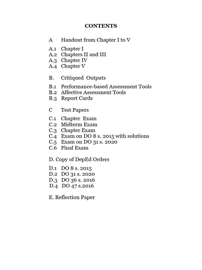 Contents of Porfolio Educ 107a | PDF