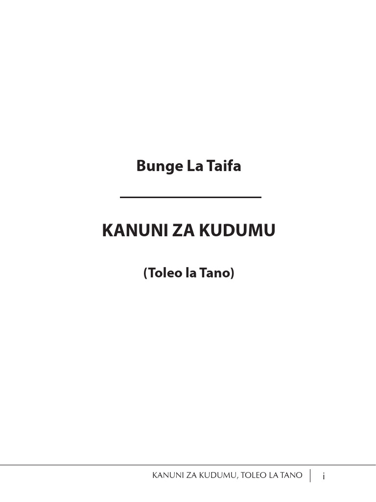 Bunge La Taifa Kanuni Za Kudumu - Toleo La Tano | PDF
