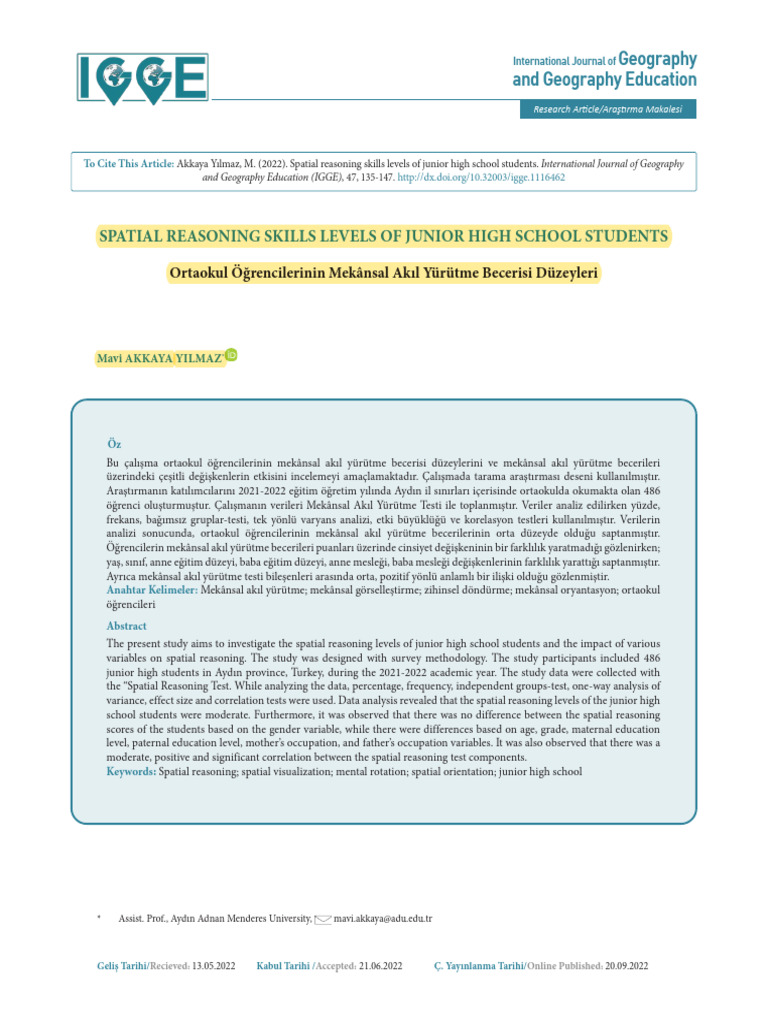 International Journal of Geography and G | PDF | Mental Image | Reason
