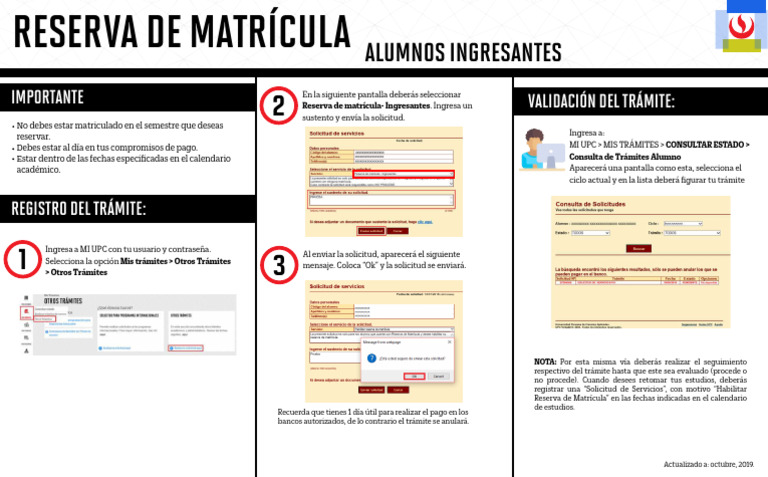 Reserva de Matrícula para Alumnos Ingresantes 202501 | PDF