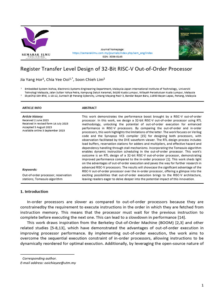 RISC-V Out-of-Order Processor Design | PDF | Central Processing Unit | Parallel Computing