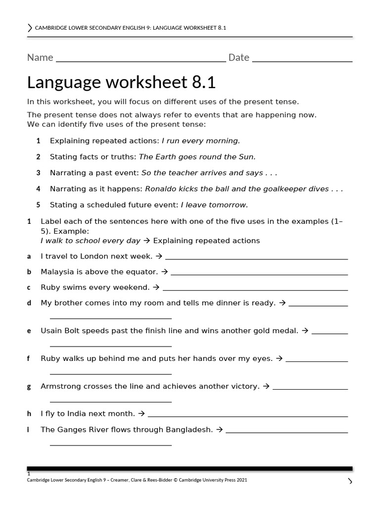 LS English 9 Lang Worksheet 8.1 | PDF