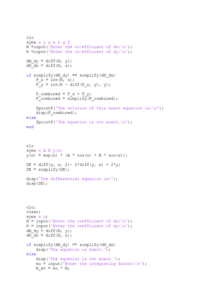 Exact differential lab final | PDF