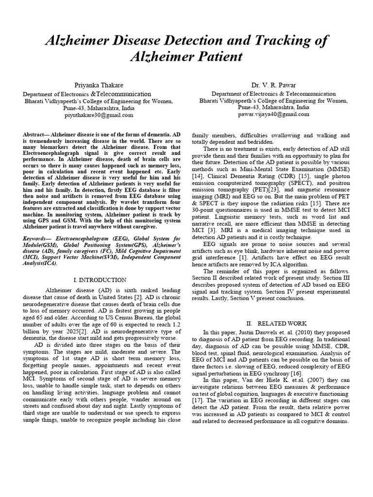 Alzheimer Disease Detection via EEG and Tracking | PDF | Electroencephalography | Support Vector ...