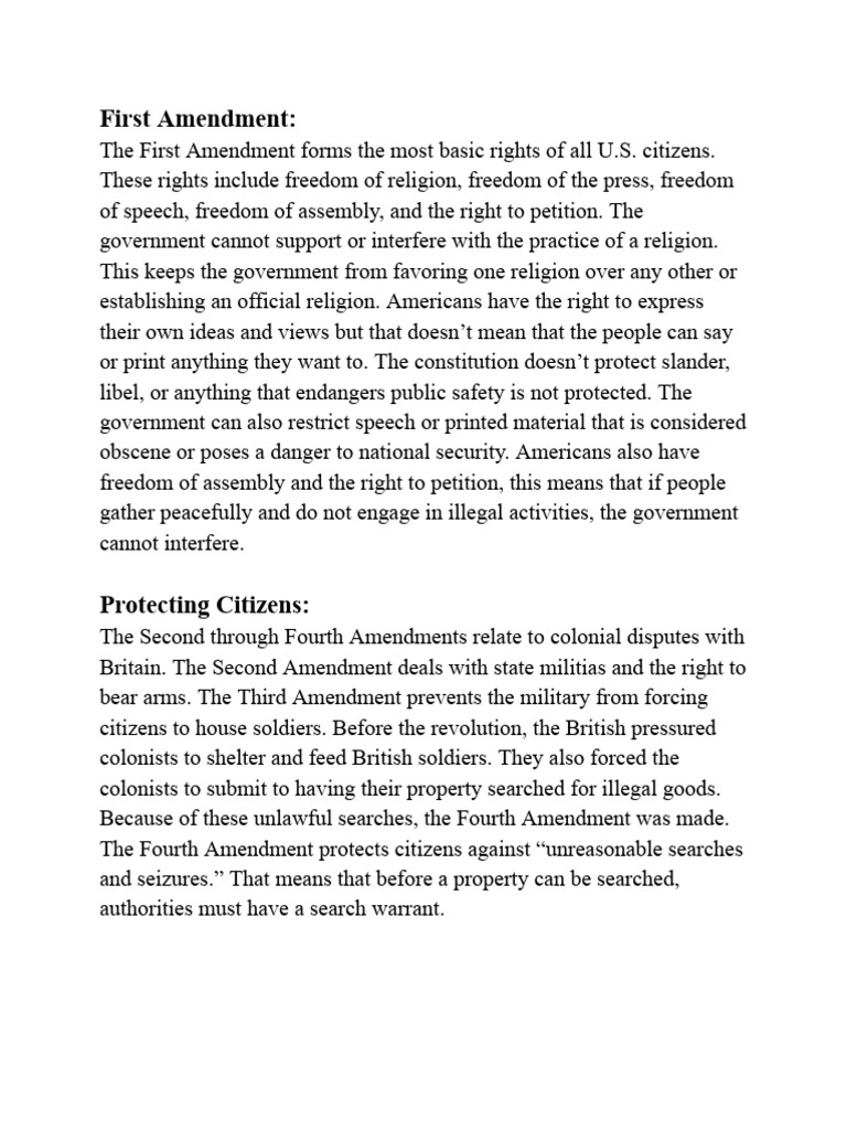 The Bill of Rights - Summary | PDF