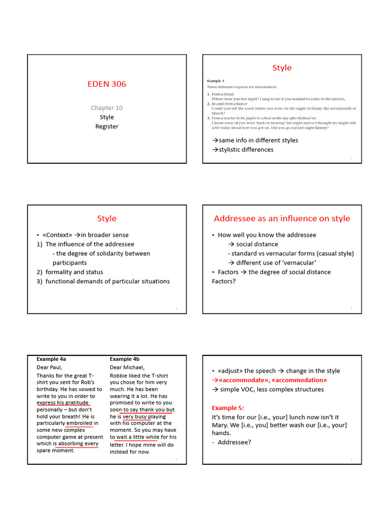 EDEN306-chapter10-chapter11-chapter12-style-register-politeness | PDF | Linguistics | English ...