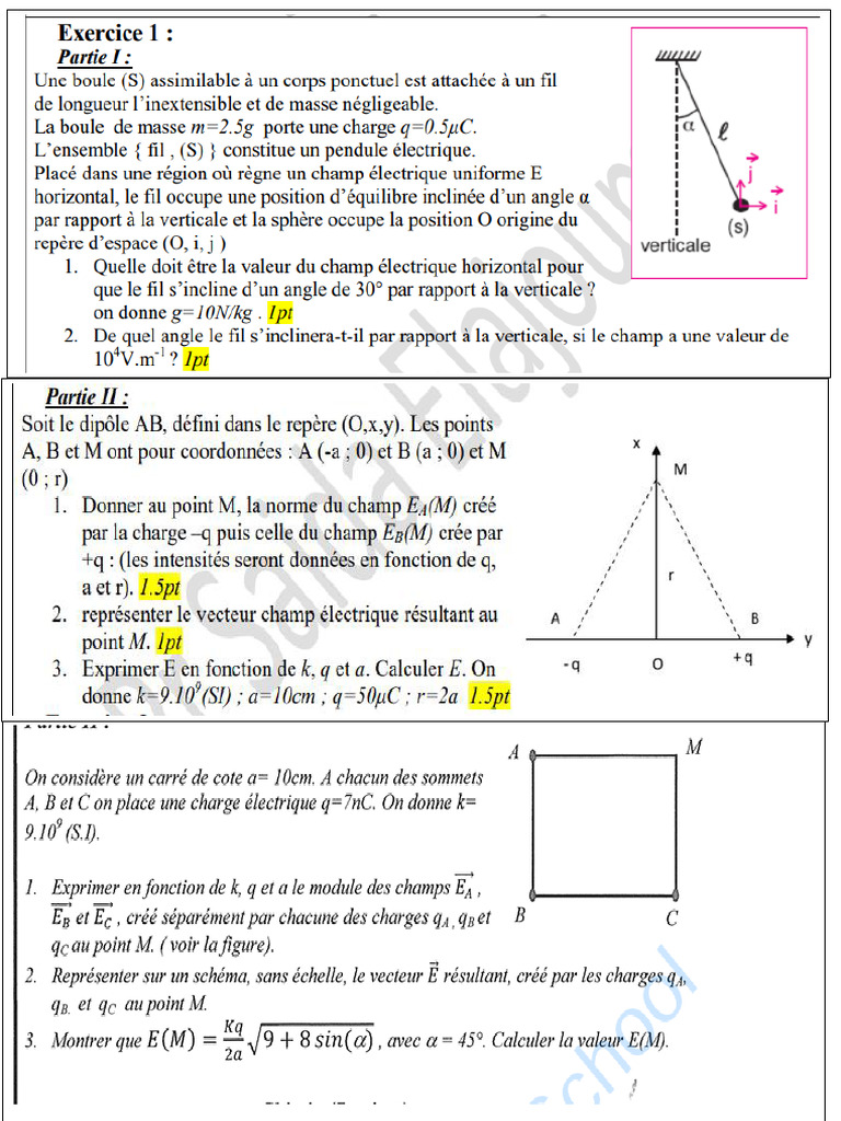 Chemp Electrostatique Serie Exercice | PDF