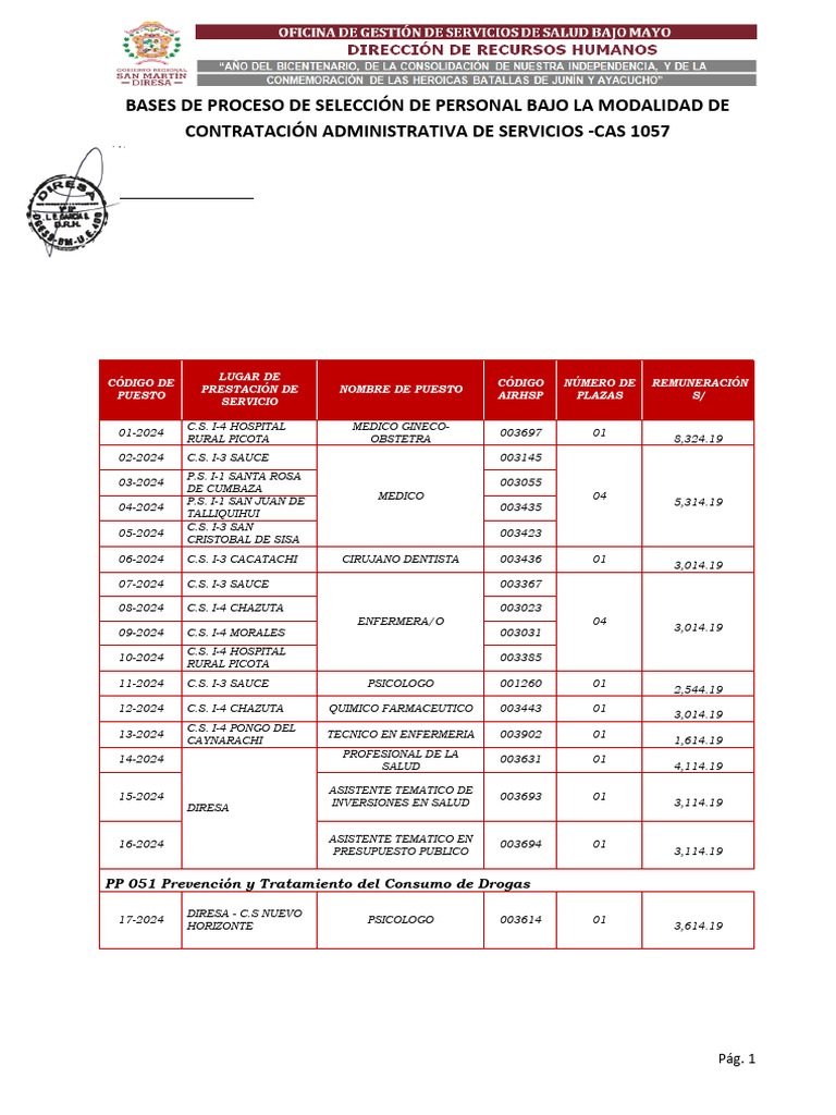 Bases de Conv. #008-2024-DIRESA-OGESS-BM-DG | PDF | Titulo academico