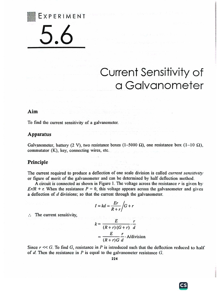 Figure of Merit of Galvanometer | PDF