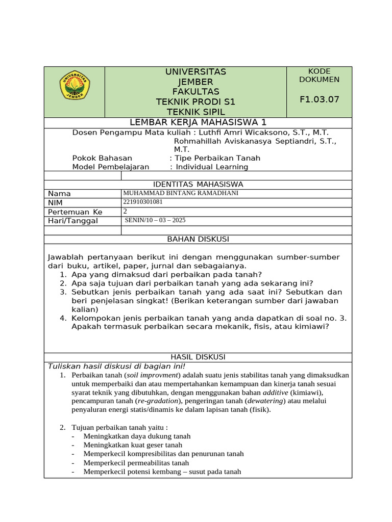 Tipe Perbaikan Tanah dalam Teknik Sipil | PDF