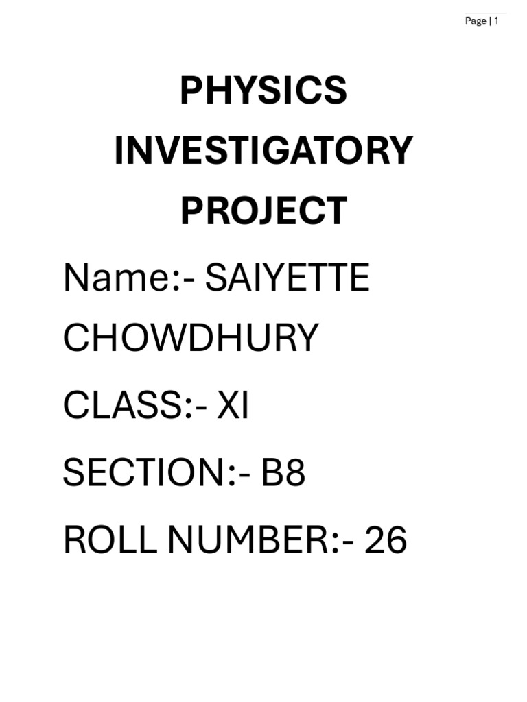 Physics Investigatory Project Class 11 | PDF | Electric Generator ...