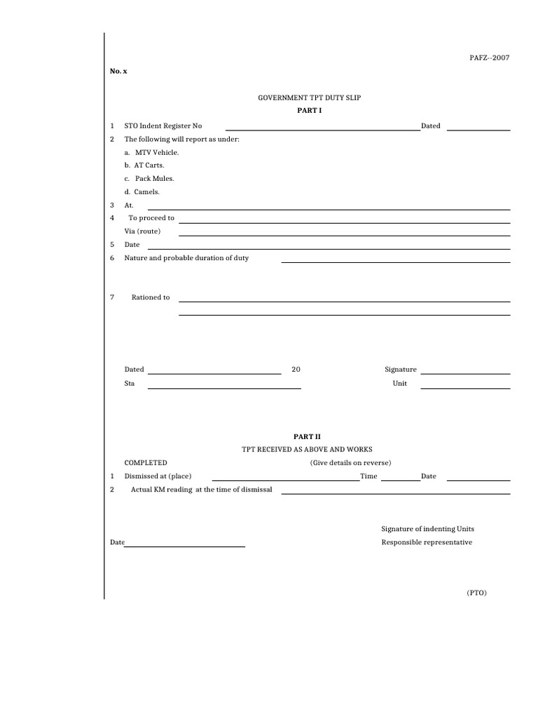 Duty Slip | PDF