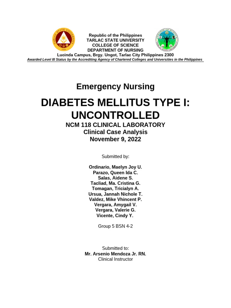Group-Case-analysis-Emergency-Nursing-DM-type-1 | PDF | Diabetes ...