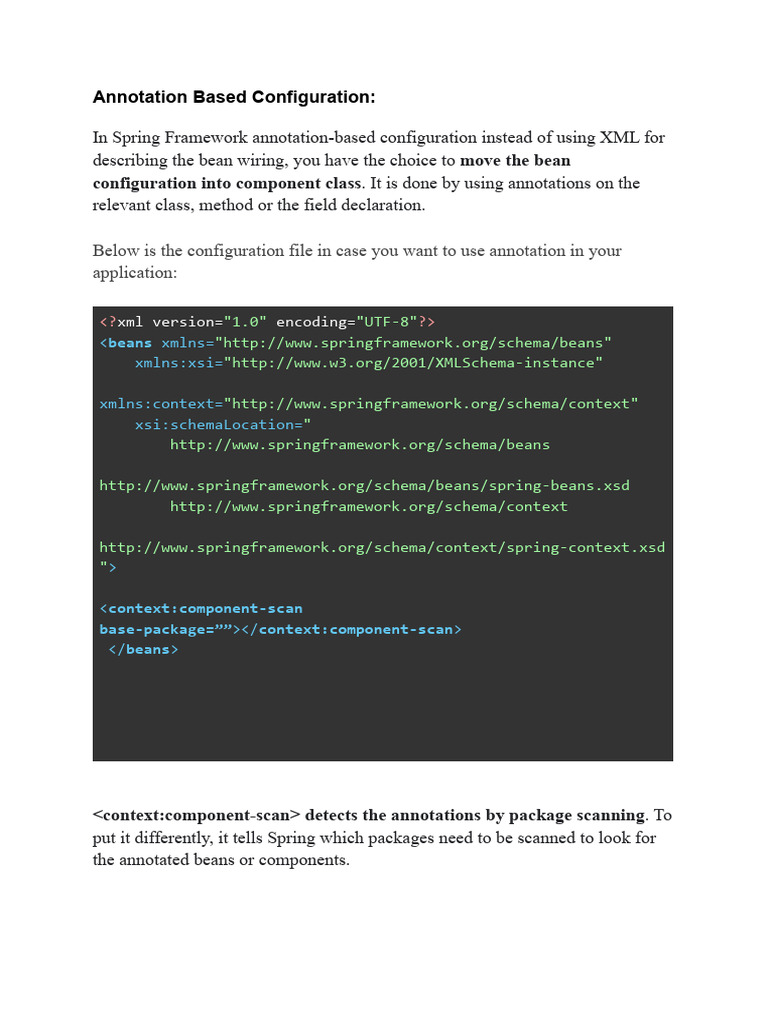 Spring Annotation-Based Configuration Guide | PDF | Spring Framework | Computer Engineering