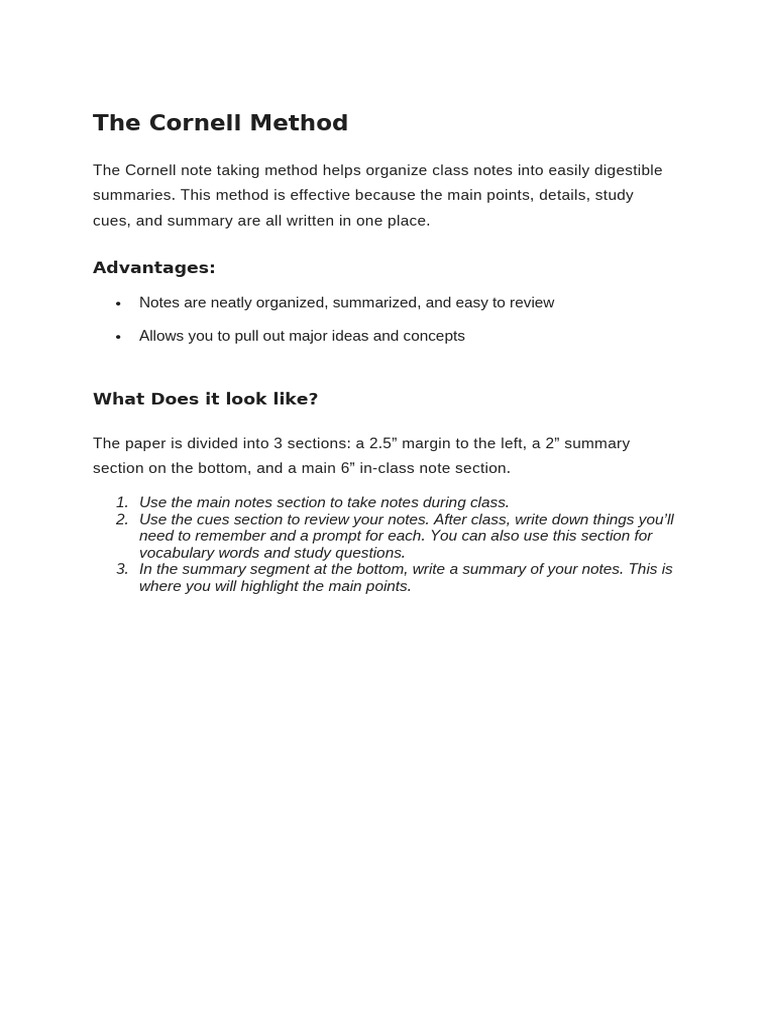 The Cornell Method | PDF