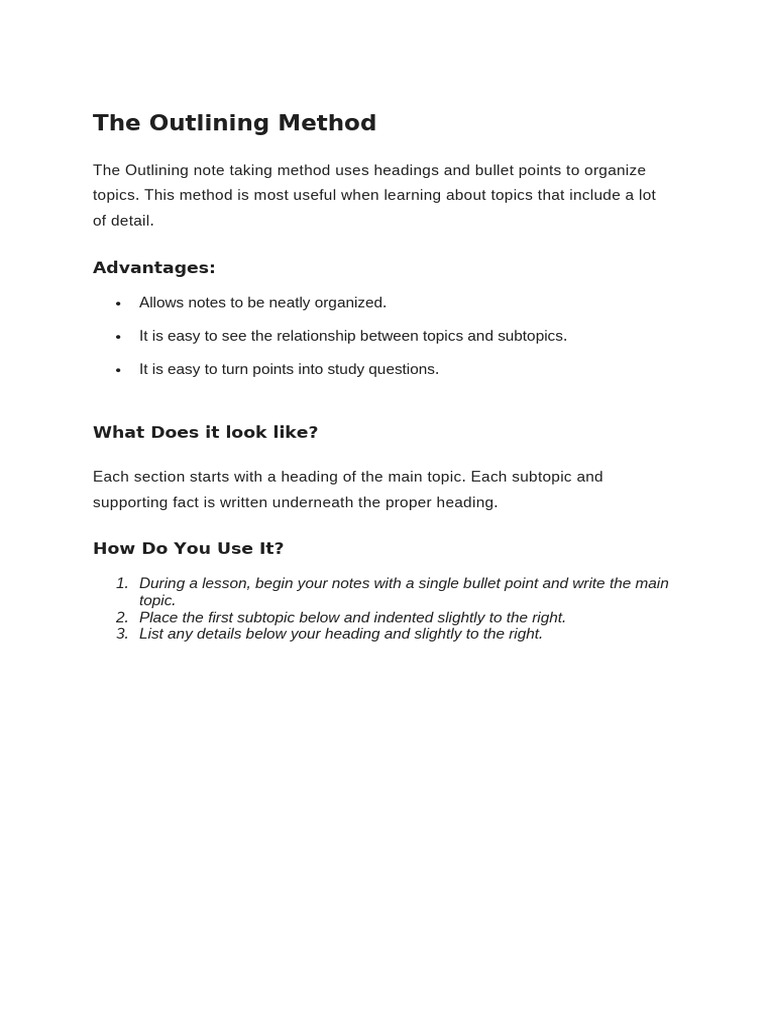 The Outlining Method | PDF