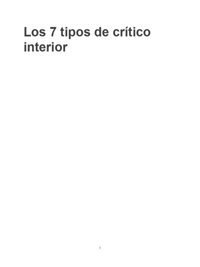 7 Tipos de Crítico Interior y Su Impacto | PDF | Autoestima ...