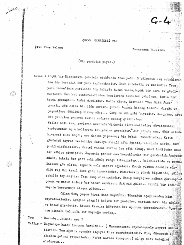 Tennessee Williams - Çökme Tehlikesi Var | PDF