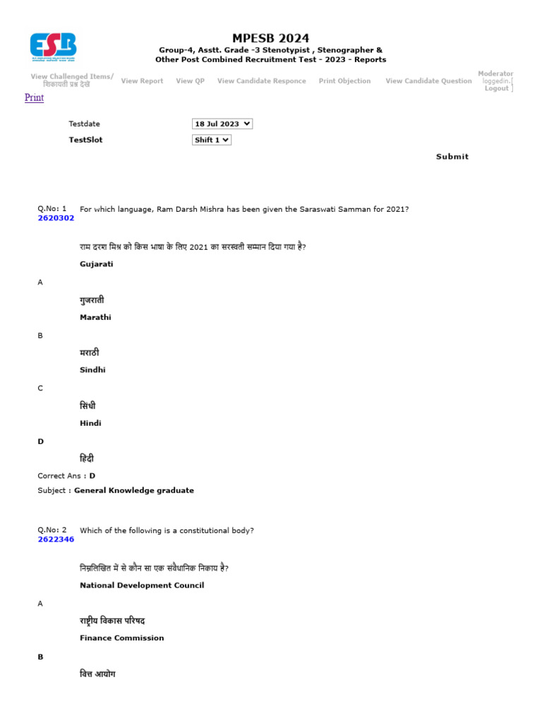 Group4 - AG3 - 2023 - QB - 18 Jul 2023 - Shift1 | PDF