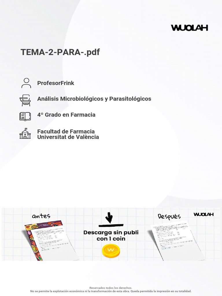 Tema 2 para PDF | PDF | Heces | Parasitología