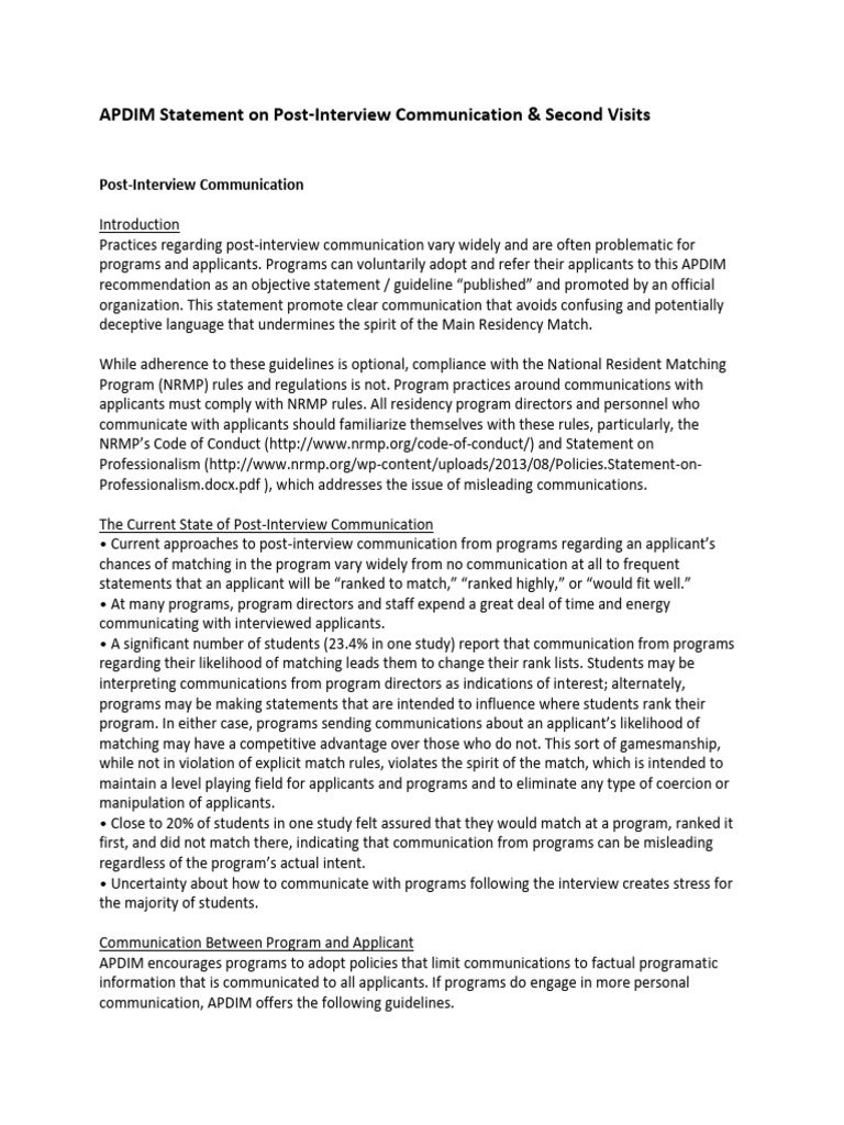 APDIM Guidelines on Interview Communication | PDF | Communication ...