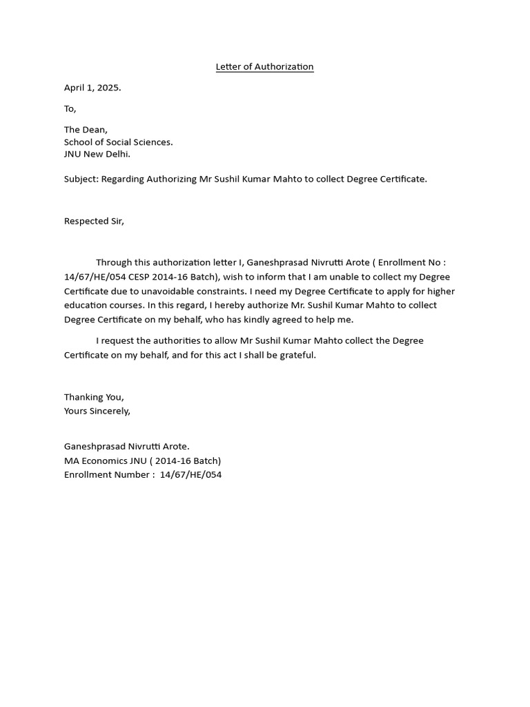 Letter of Authorization-1 | PDF