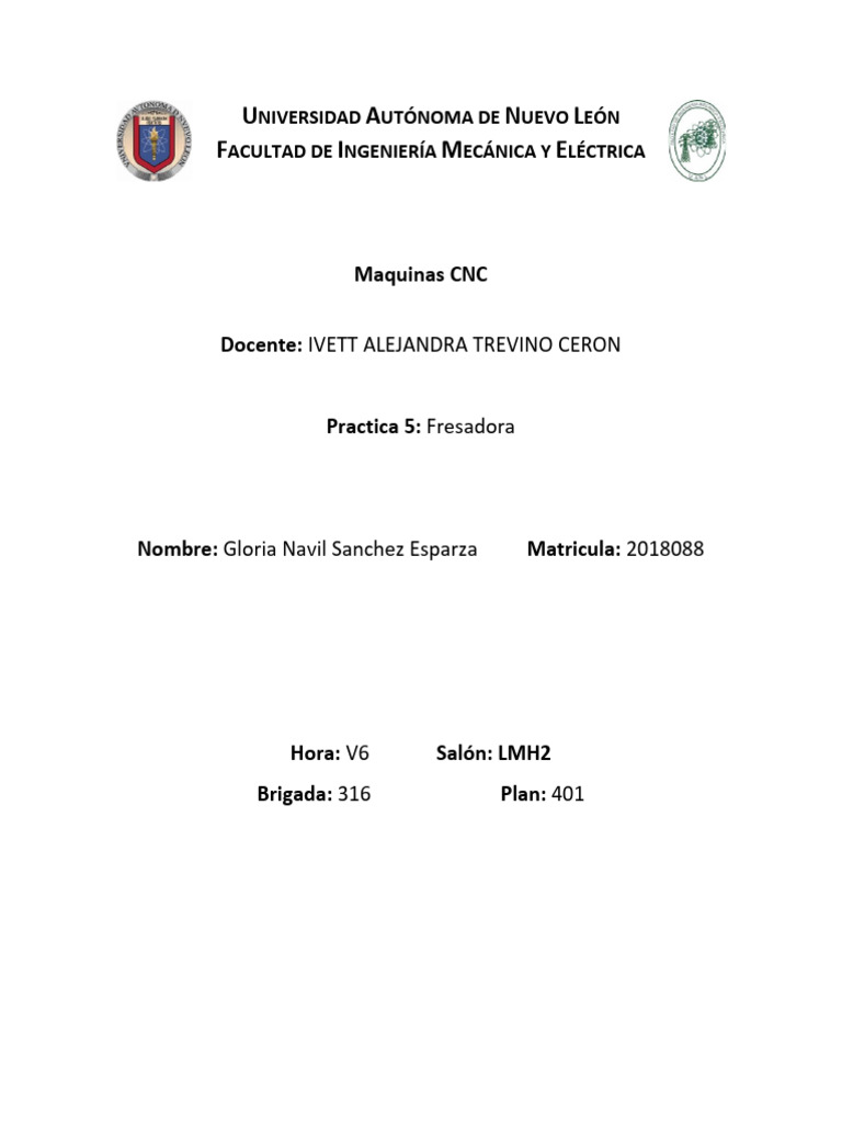 Practica 5 Maquinas CNC | PDF | Control numerico | Herramientas