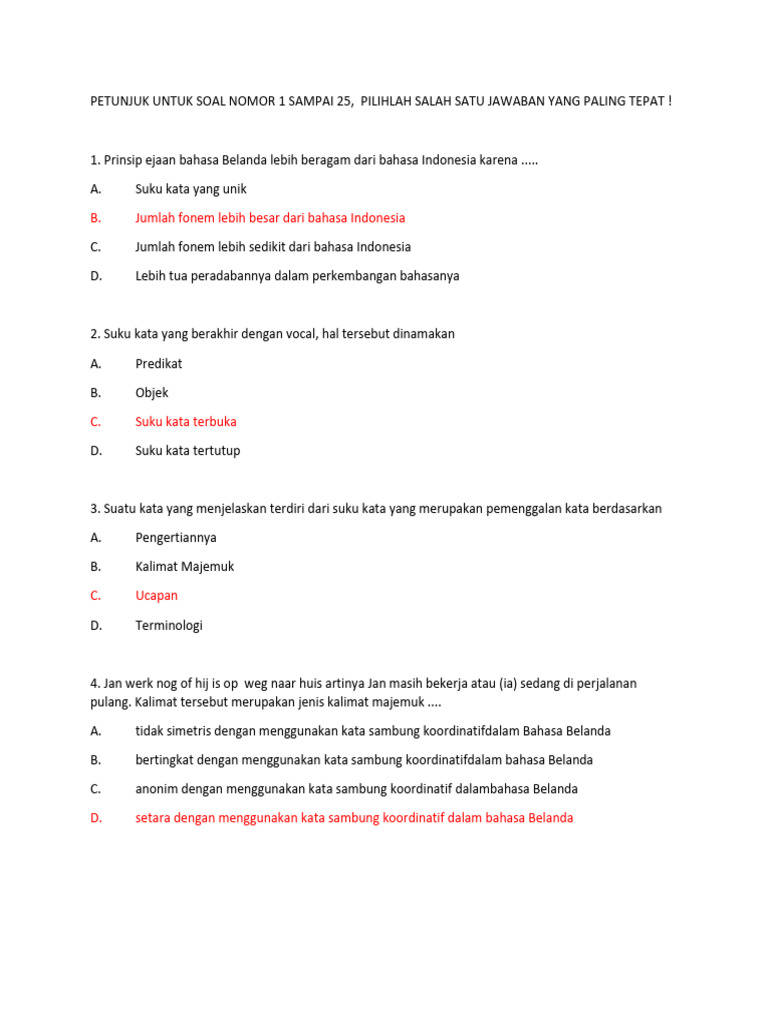 Contoh Soal Uas Bahasa Dan Terminologi | PDF