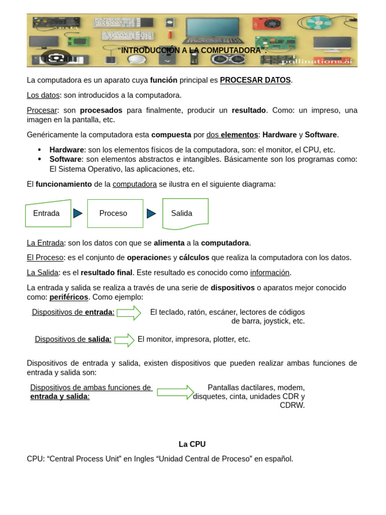 Tema 2 Introducción A La Computadora | PDF | Hardware de la computadora ...
