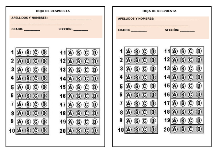 Hoja de Respuesta Escolar | PDF