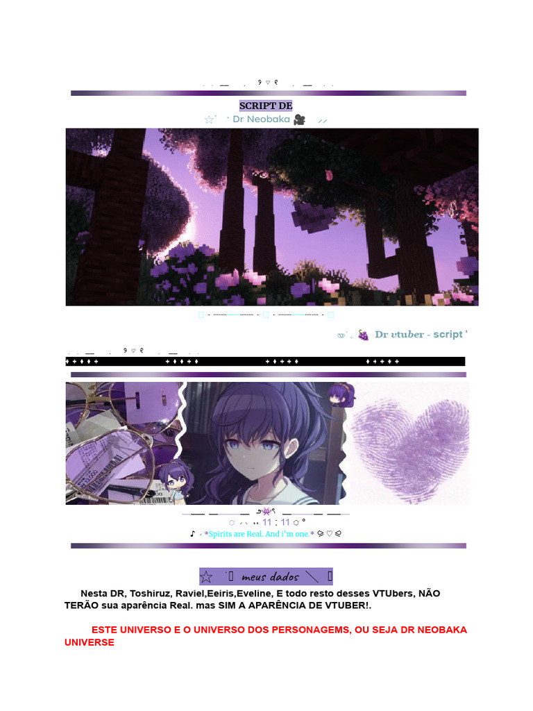 DR Vtuber - Script ' - W.belkk No TKK - Don't Repost | PDF | Dinheiro | Celulares