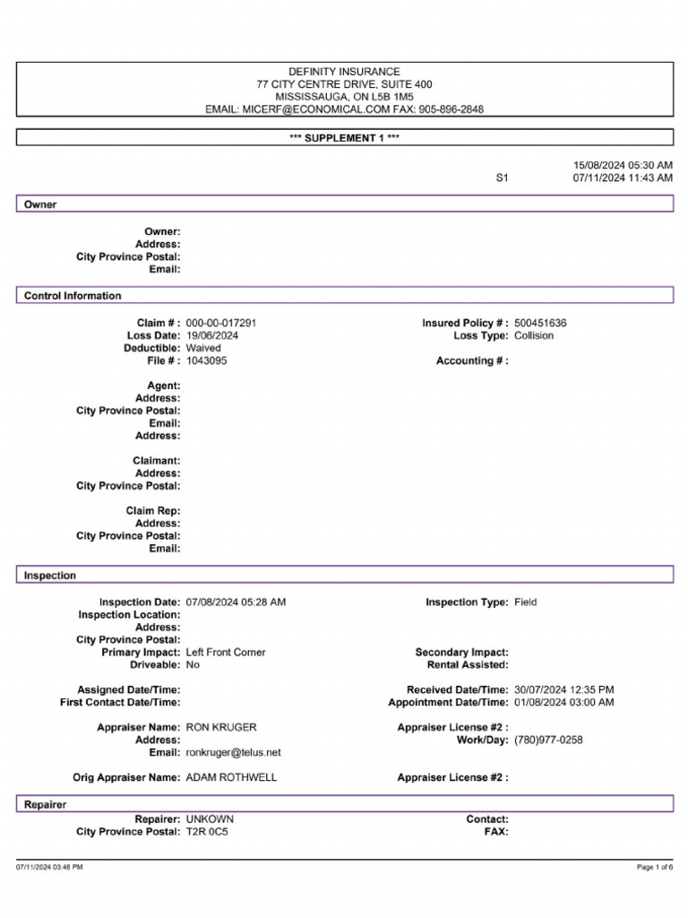 DamageEstimate Stocknumber | PDF