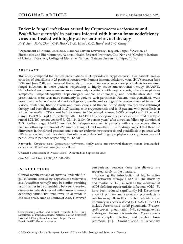 Endemic Fungal Infections Caused by em Cryptococc | PDF | Infection ...