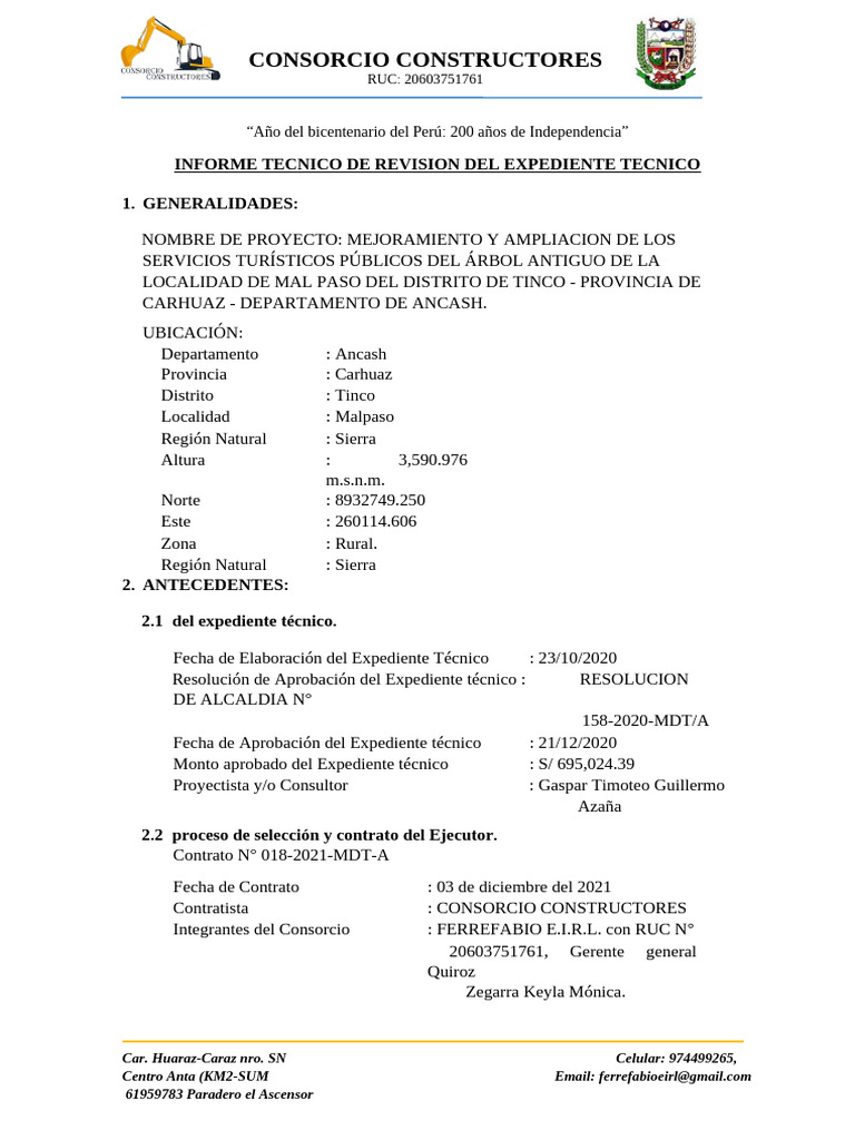 informe-tecnico-de-revision-del-expediente | PDF | Entorno natural | Ingeniero civil
