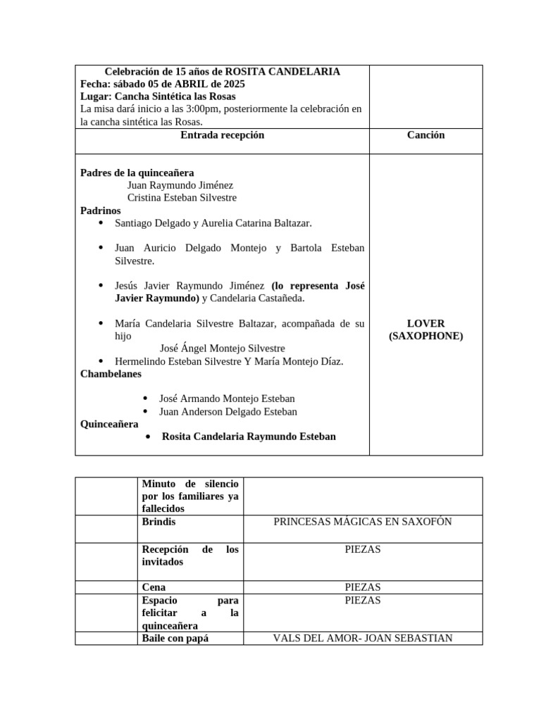 Puntos Quince Años Rositaaa | PDF | México | Eventos organizados